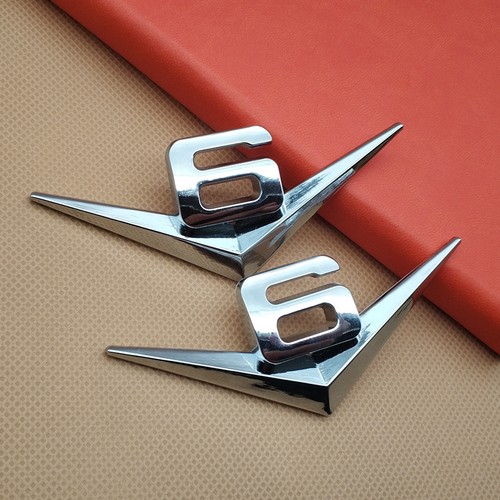 2Pcs V6 Engine Vintage Auto Badge Sticker Silver Metal V6 Logo Car ...
