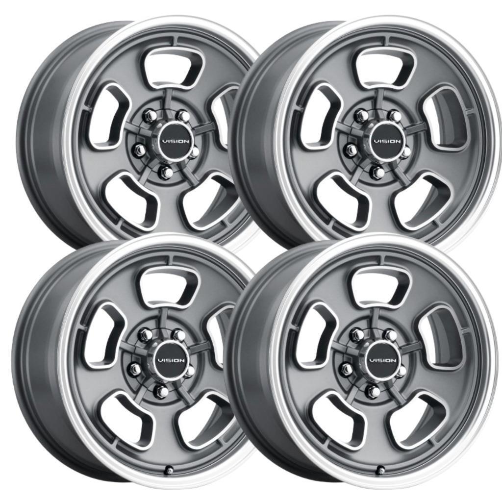(Set-4) Vision 148 Shift 15x5.5 5x4.75 7mm Gray Wheels Rims 15 Inch | eBay