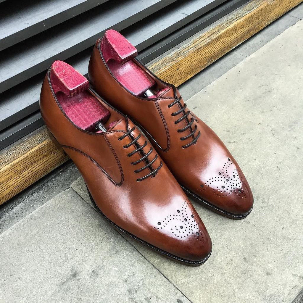 Handmade Men Brown color brogue shoes, Men Oxford formal shoes, Men ...