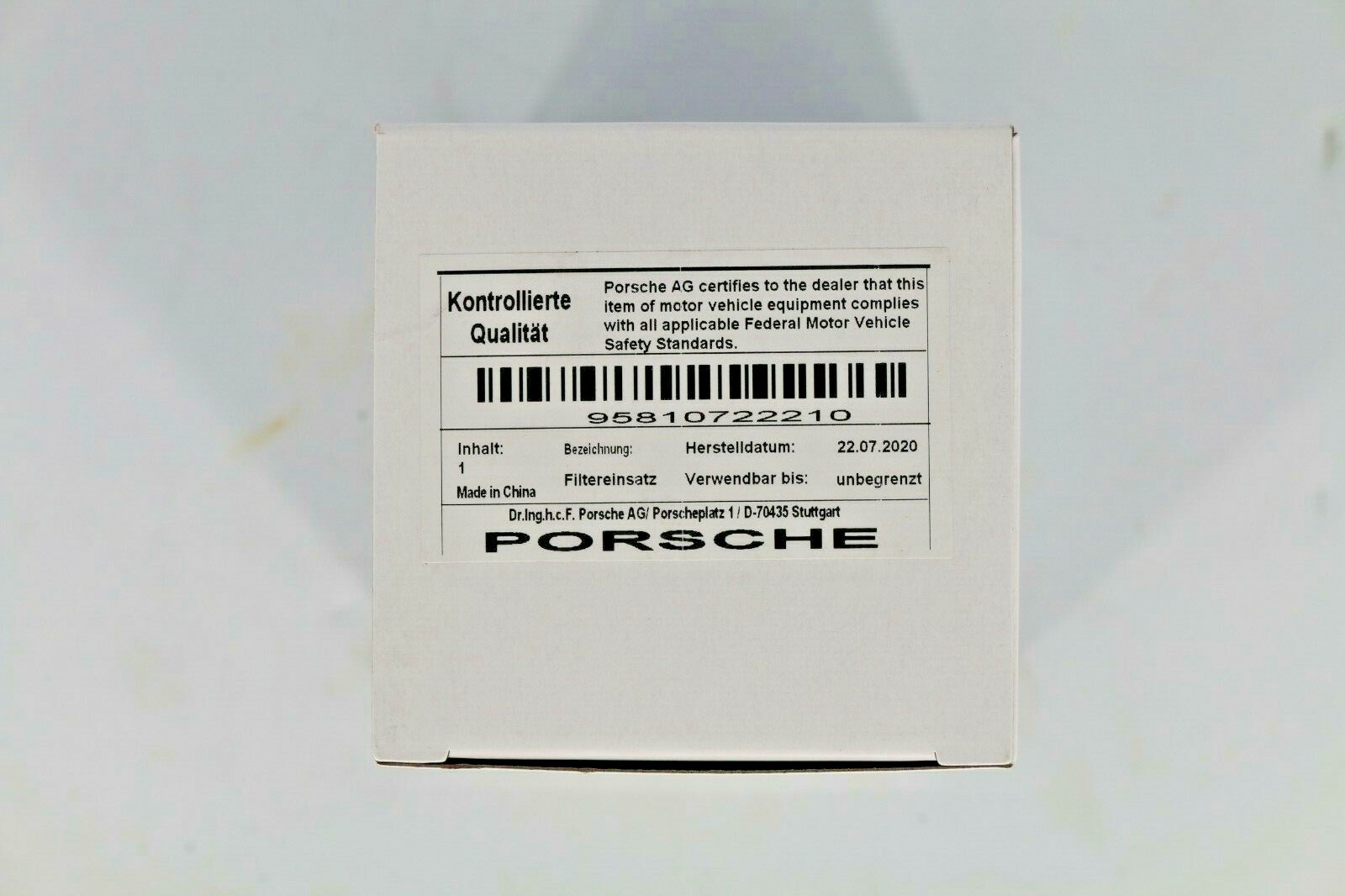 Porsche Genuine Engine Oil Filter 95810722210 | eBay