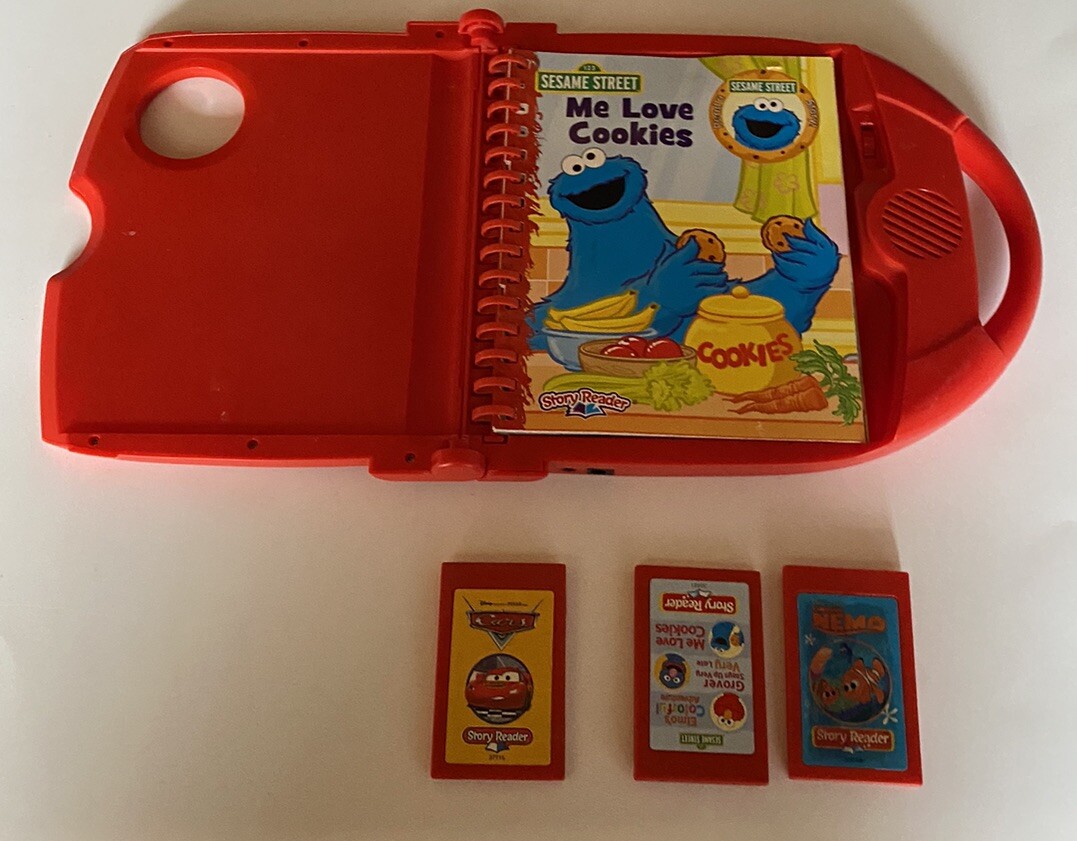 Story Reader System Lot 1 Books 3 Cartridges Disney Cars Nemo Sesame ...