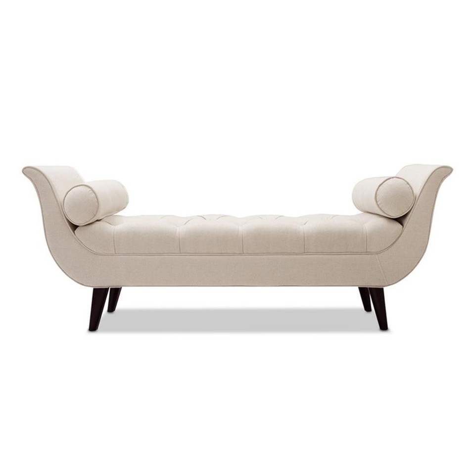 Alma Tufted Flared Arm Entryway Bench Cream Polyester | eBay