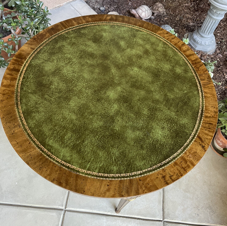 Card Game Table Drexel Heritage, Green Leather Top With Gold Trim | eBay