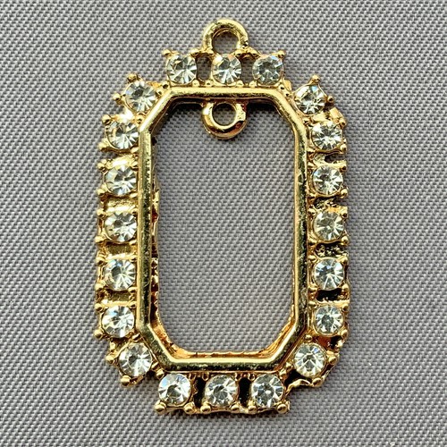 Crystal Rectangle Frame Charms 30x20mm Gold Plated Alloy Q4 per Pkg | eBay