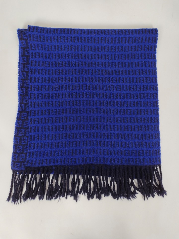 FENDI genuine vintage patterned blue wool winter scarf scarves | eBay
