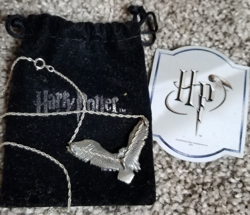 Harry Potter Noble Collection Flying Hedwig Necklace Pendant Sterling ...