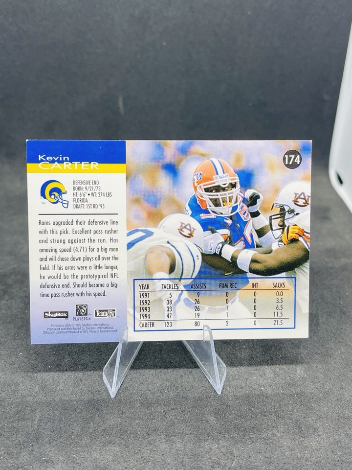 1995 SkyBox Impact Football Card #174 Kevin Carter Rookie Rams | eBay
