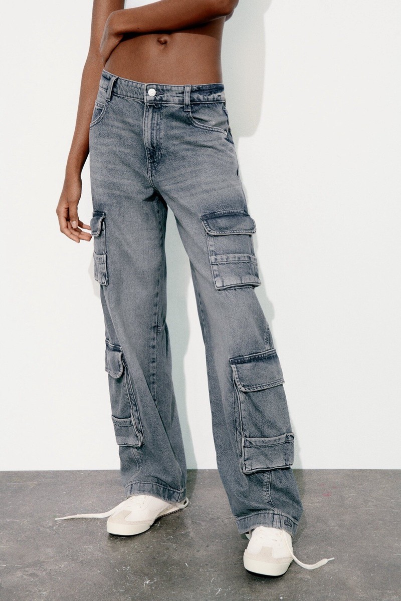 ZARA WOMEN MID-RISE TRF CARGO JEANS SZ 8 EUR 40 | 3607/032 ZARA WOMEN MID-RISE TRF CARGO JEANS SZ 8 EUR 40 | 3607/032