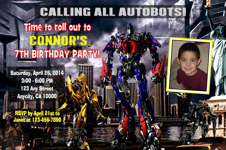 Make Your Own Transformers Birthday Party Invitation Transformers