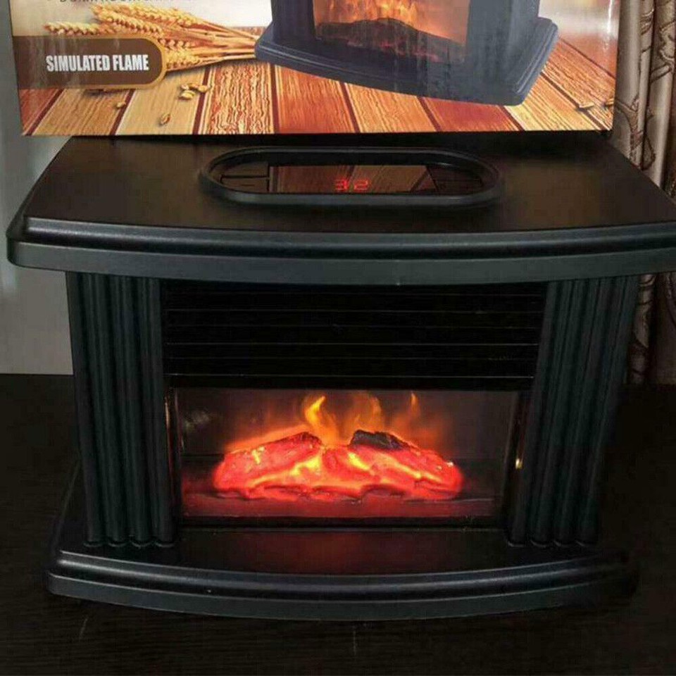1000W Electric Fireplace Standing Space Heater Stove 3D Flame Log ...