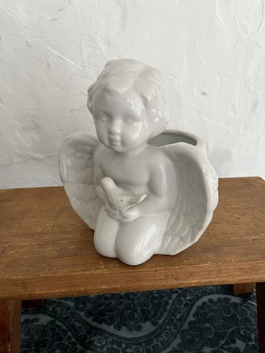 White Ceramic Angel Planter 5 1/2” Tall | eBay