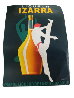 Paul COLIN affiche d'intérieur "Liqueur Izarra" Imprimerie BEDOS 1930 ...
