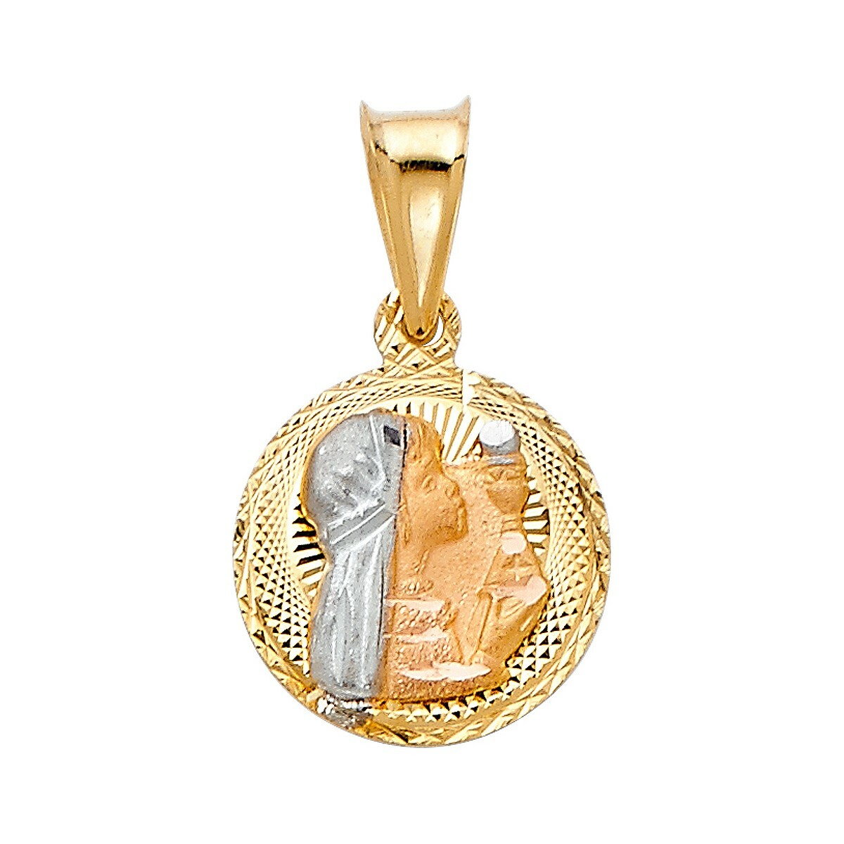 GOLD - 14K Tri Color Diamond Cut Stamp Communion Religious Pendant | eBay