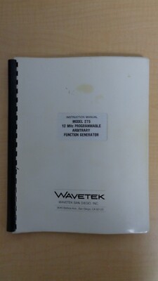 Wavetek Model 275 12mhz Arbitrary Function Generator Instruction Manual 6F B6 | eBay