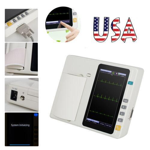 7'' 12-lead 3 Channel Electrocardiograph ECG EKG Machine Interpretation ...
