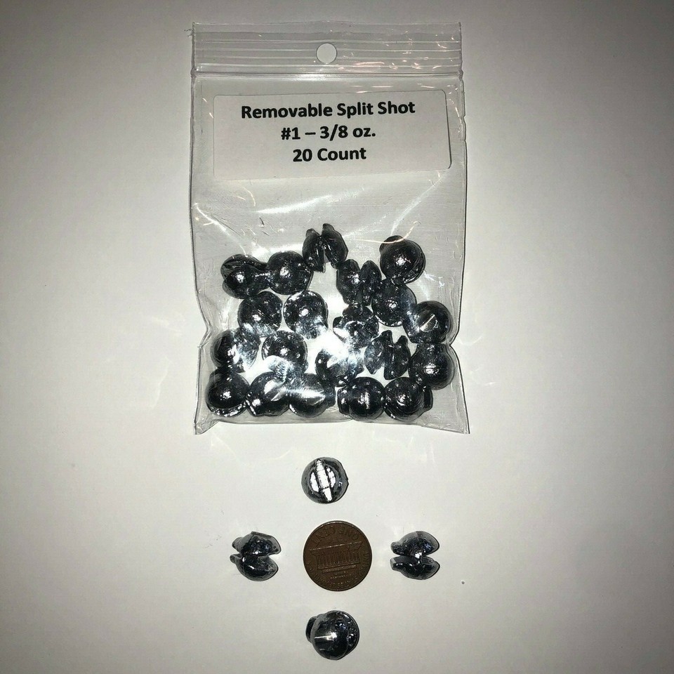 Removable Lead Split Shot Sinkers - #7-1/16oz., #4-1/8oz, #2-1/4oz., #1 ...