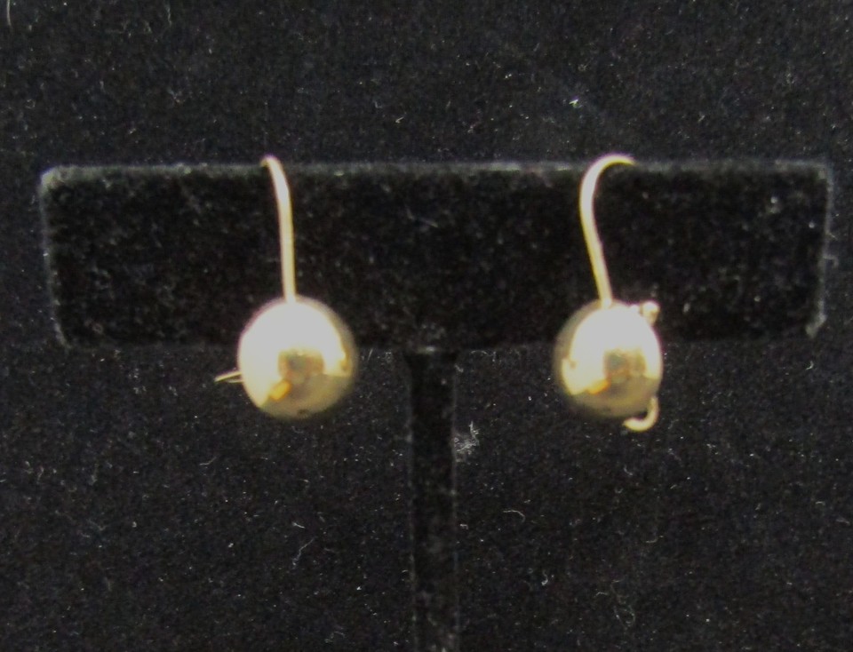 Small gold tone pierced round ball earrings leaver backs 1 mm light ...