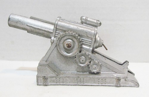 MANOIL BARCLAY VINTAGE METAL SPRING LOADED TOY FIELD GUN CANNON 1940's ...