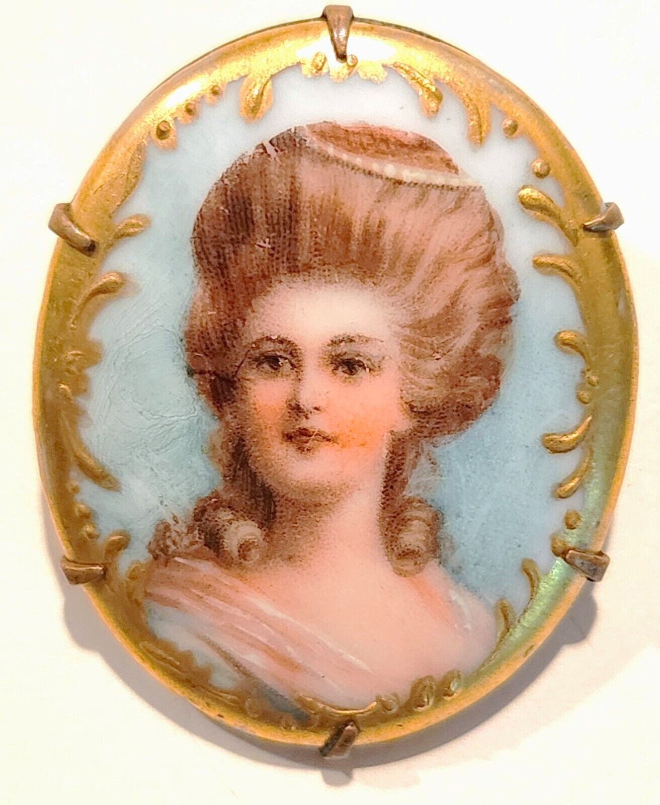 VICTORIAN HAND PAINTED ON PORCELAIN PORTRAIT BROOCH/P… - Gem