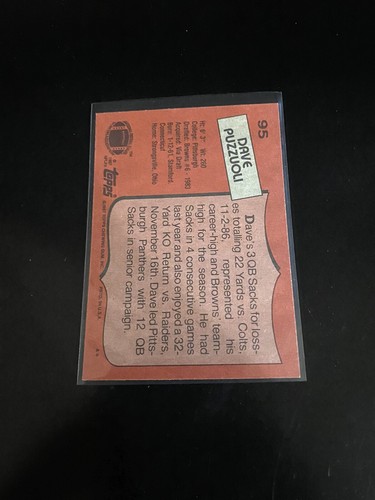 Dave Puzzuoli 1987 Topps football card Browns 95 NRMT - MT PWE | eBay