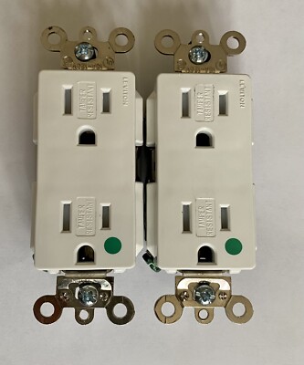 (2) Leviton 16262-SGW 15 Amp, 125 Volt, Decora plus Duplex Receptacle ...