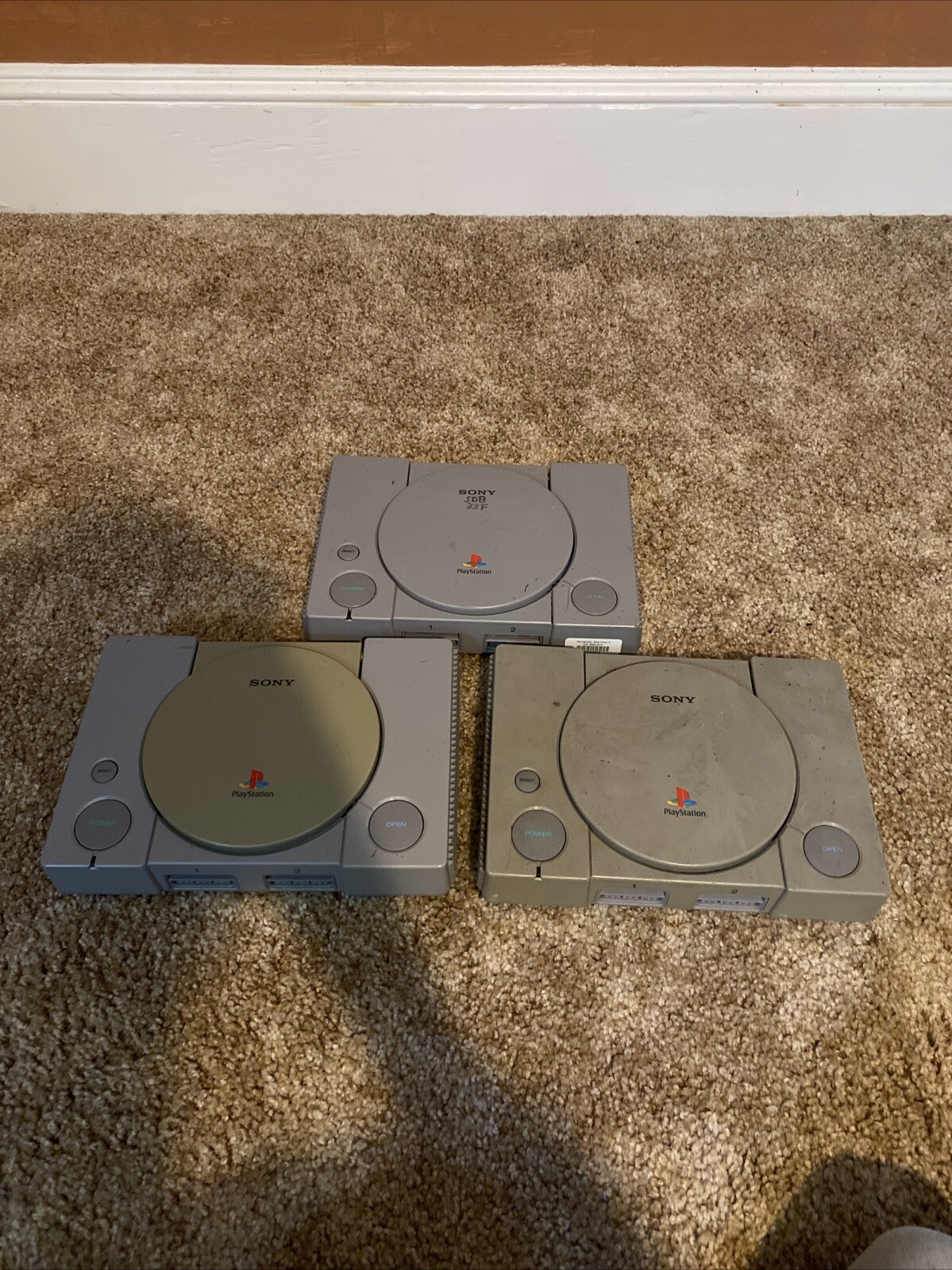 Lot of 3 BROKEN Sony PlayStation 1 PS1 Game Consoles - For Parts / As ...
