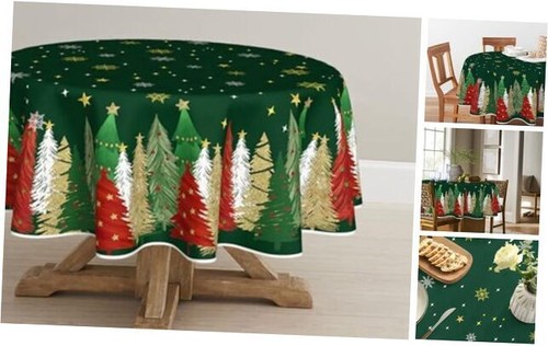 Christmas Tablecloth 90×90 Inch Round, Christmas Trees 90×90",Round ...
