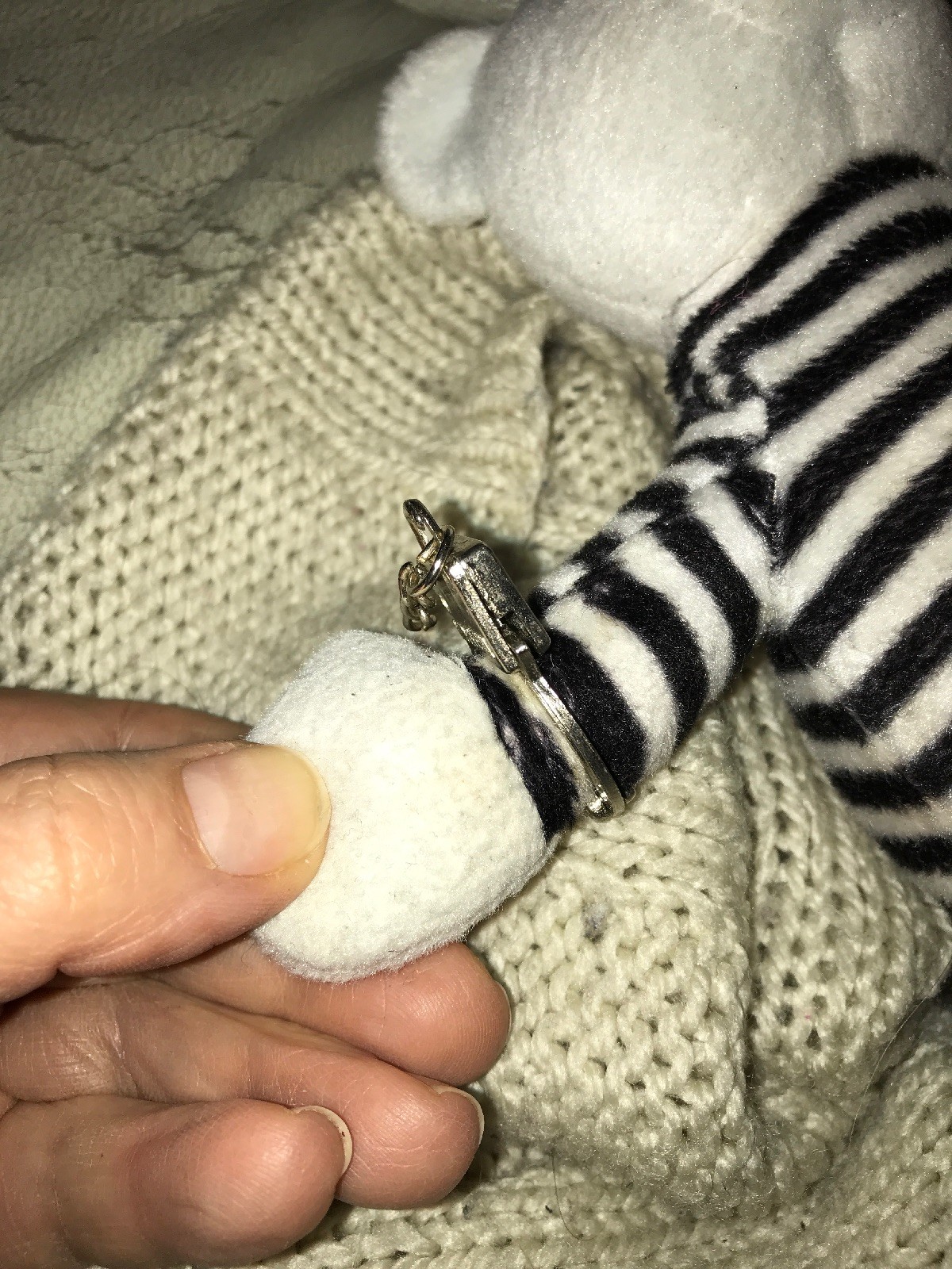 PROPERTY OF ALCATRAZ TEDDY BEAR BEAN BAG PLUSH PRISON UNIFORM METAL ...