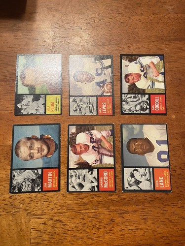 1962 Topps Football Detroit Lions Lot (6 Cards) #50, #51, #53, #55, #57 ...