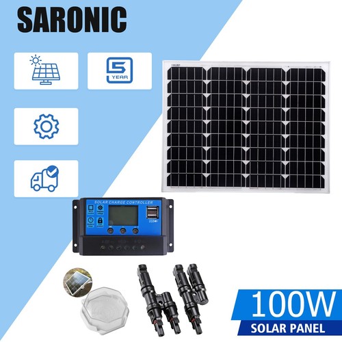 100W 18V Watt Solar Panel Kit Trickle Charger Battery Controller for ...