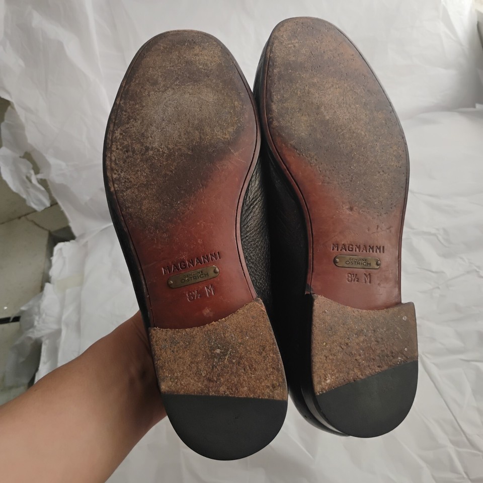 MAGNANNI Mens Luxury Genuine Ostrich Black Tassled Loafers 8.5 M Exotic ...