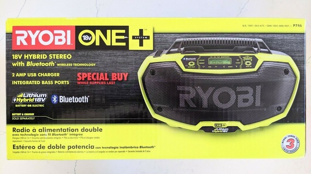 Ryobi P746 18V ONE+ Hybrid Stereo with Bluetooth Wireless Technology ...