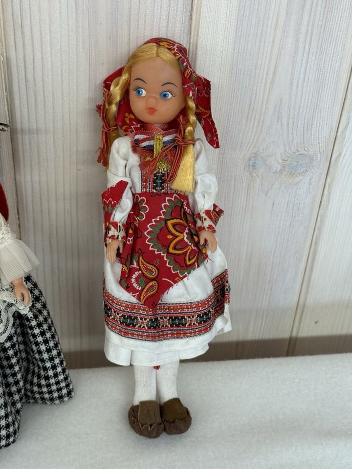 Vintage Souvenir Welsh Costume Doll and European Doll soft vinyl faces ...