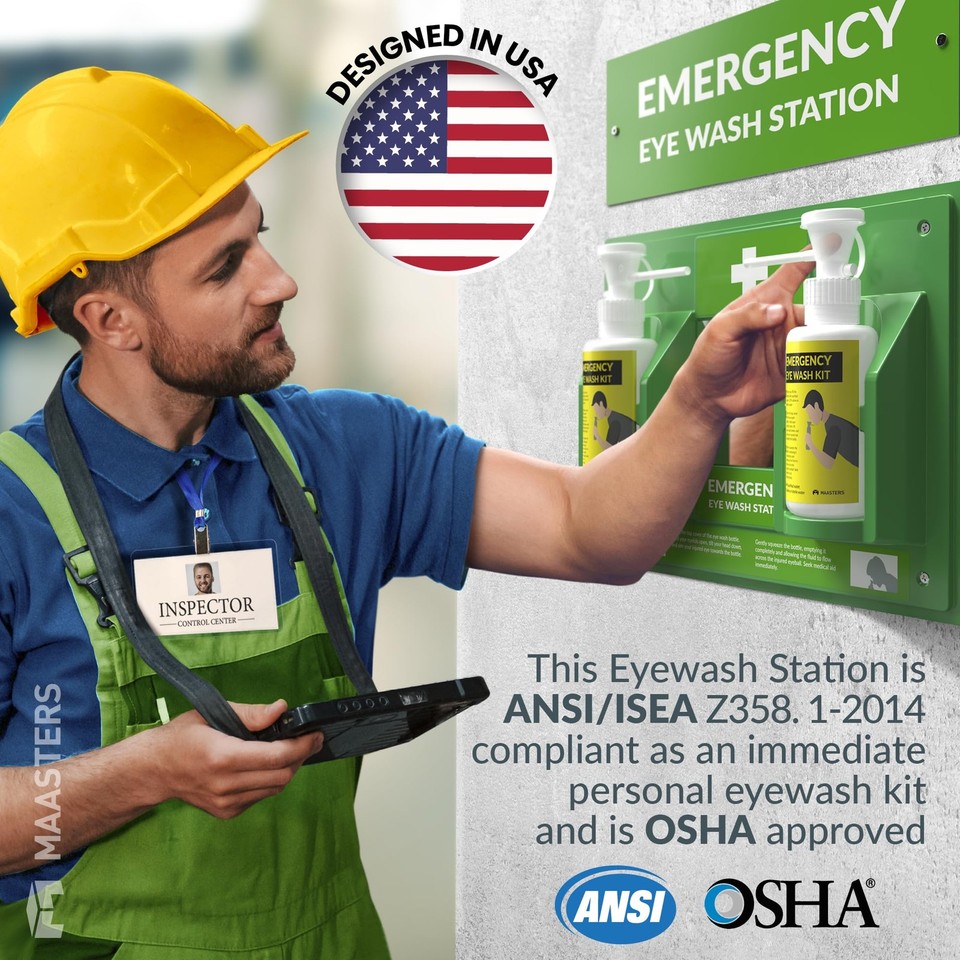 BPA Free Portable Eye Wash Station OSHA Compliant - Wall-Mounted First ...