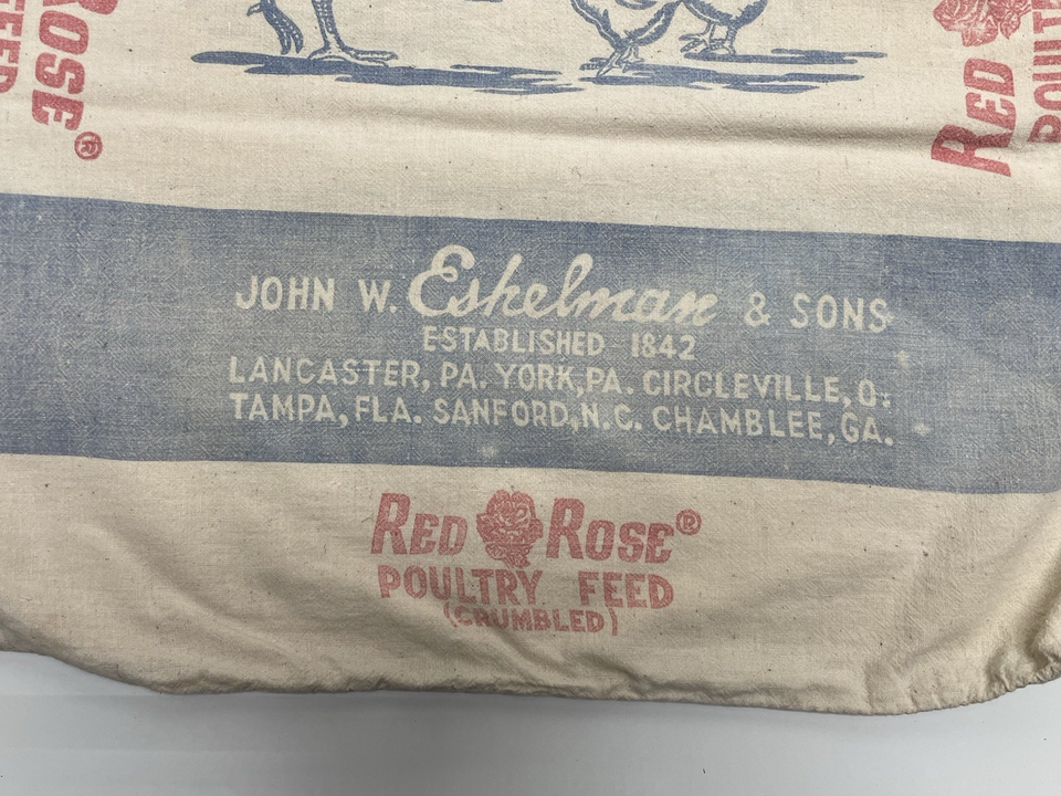 Vintage Original Red Rose Poultry Feed Sack Approximately size is 21 in ...