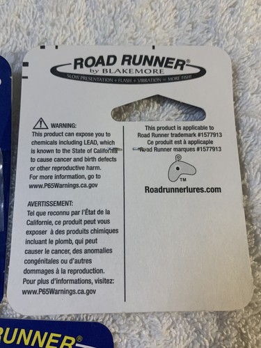 (LOT OF 3 PACKS) BLAKEMORE ROAD RUNNER 1/16oz. RED/WHITE TAIL NIP 6 ...