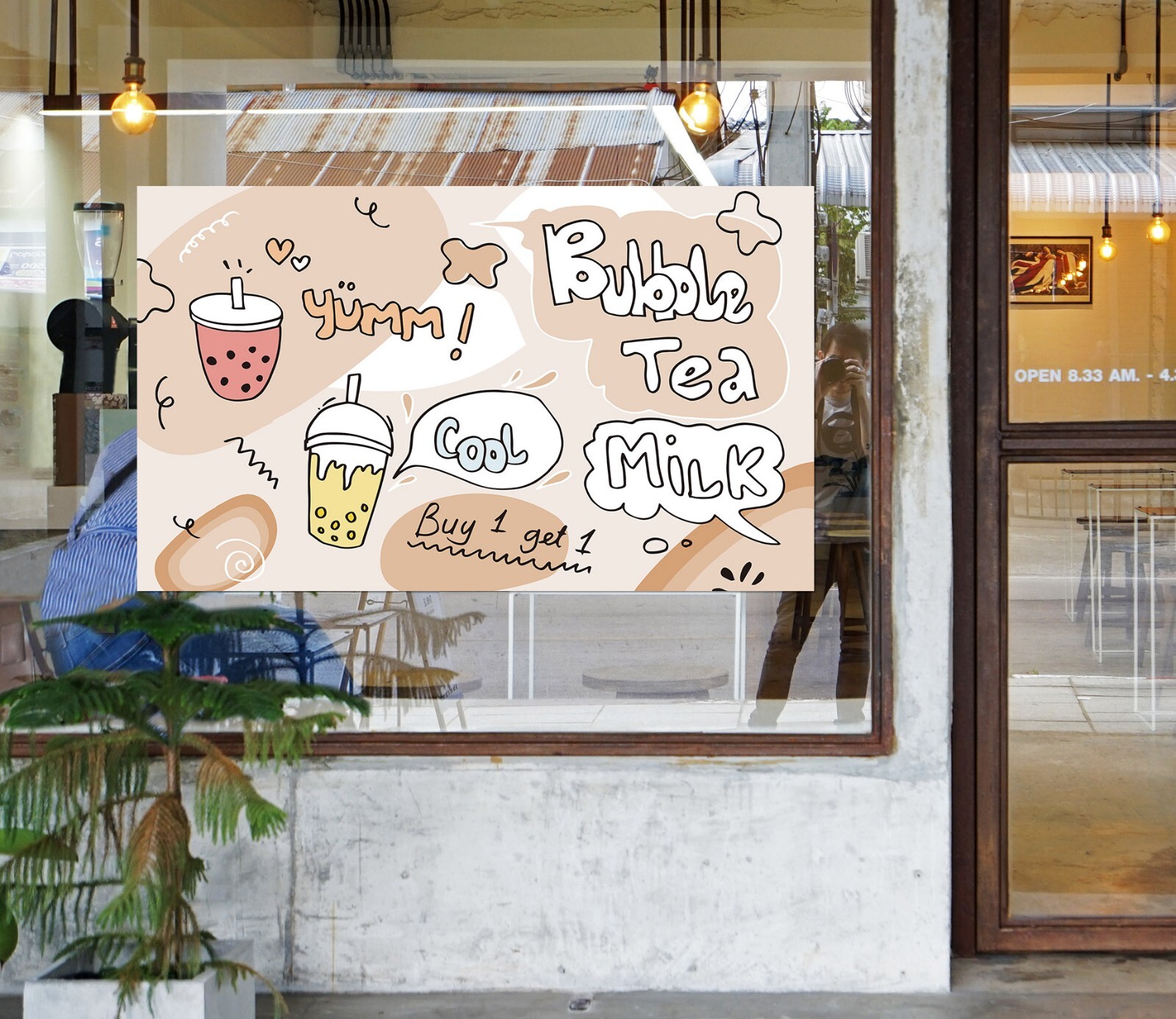 3D Bubble Tea A440 Pearl Tea Shop Window Stickers Vinyl Wallpaper ...