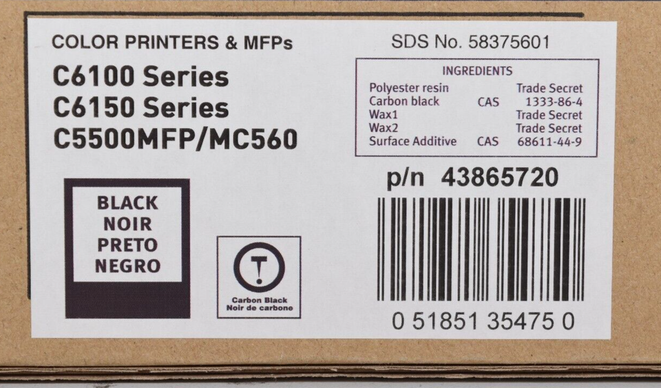 New OKI C6100 C6150 MC560 C5500MFP Black Toner 43865720 | eBay