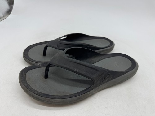 DAMAGED Crocs Swiftwater Wave Flip Flop Sandal Mens Gray Black ...