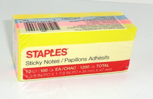 12 Pack 1 1/2" x 2" STICKY NOTES 100 Sheets per Pad Bright Colors | eBay