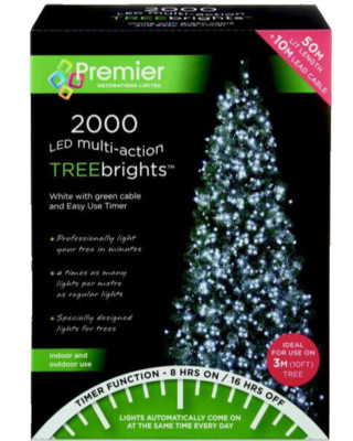 Premier 2000 LED Multi-Action TreeBrights Christmas Tree Lights Timer - WHITE 5053844155035 ...