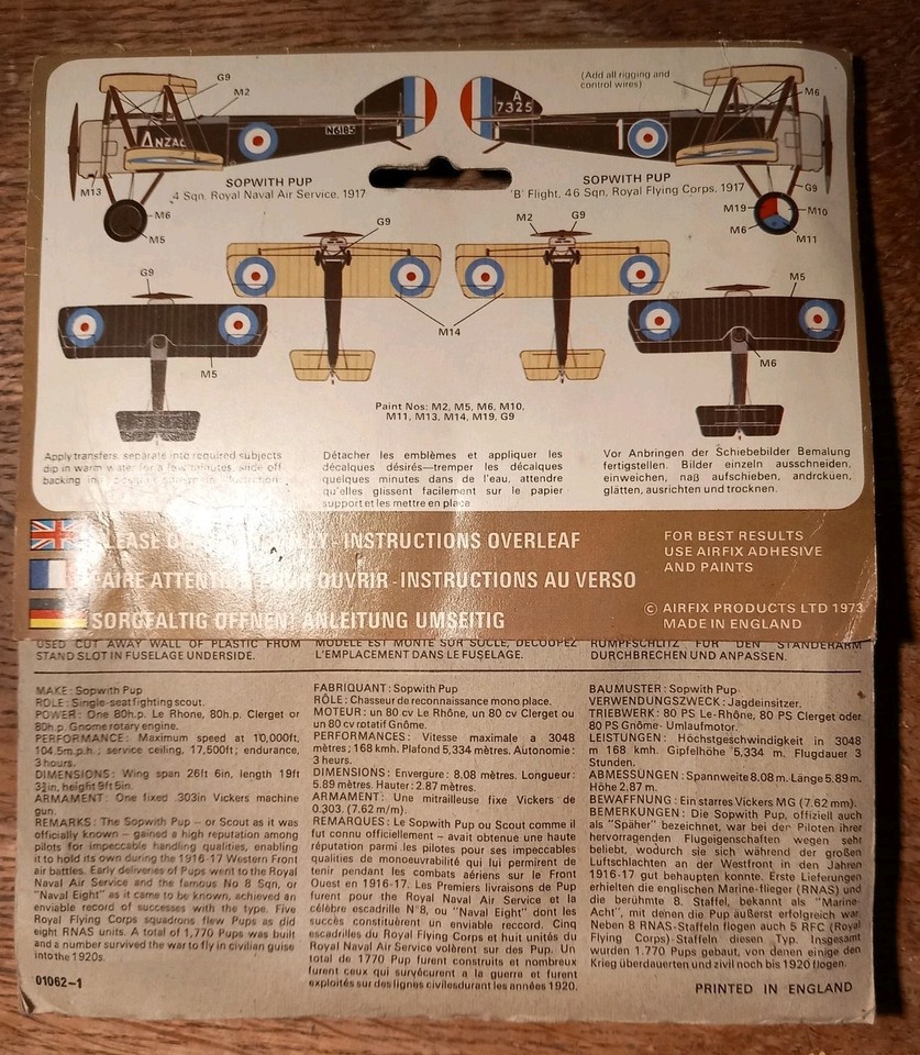 1970s Airfix Sopwith Pup Model Kit - blister packaging | eBay UK