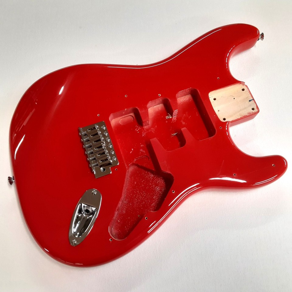 Red Strat Style 1.75" Electric Guitar Body with Tremolo Assembly ~ | eBay