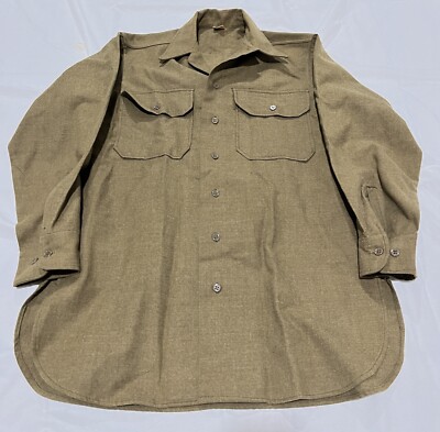 WWII WW2 Wool M37 Shirt Flannel OD 15x32 Coat Style 1943 1944? | eBay