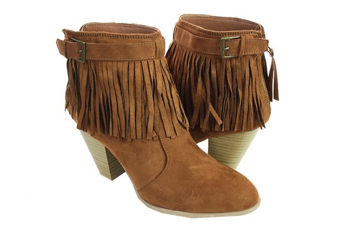 Qupid Womens Faux Suede Fringe Buckle Bootie | eBay