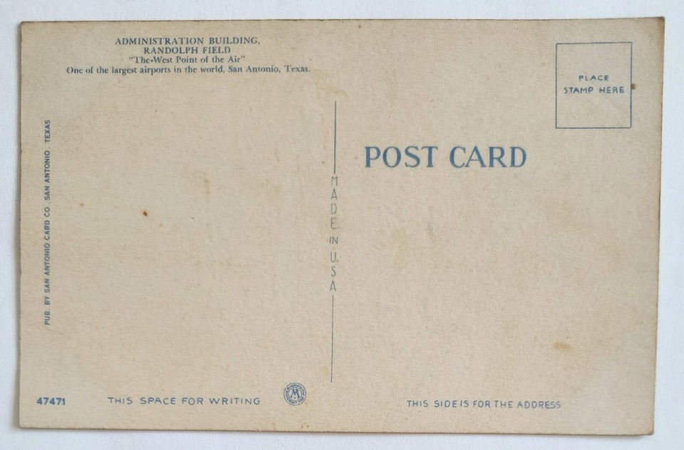 San Antonio TX Texas Administration Building Randolph Field Postcard C1 ...