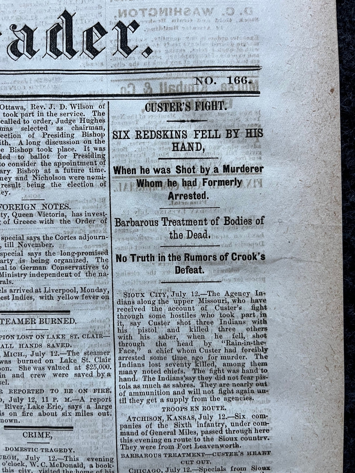 Original 1876 General Custers Last Stand, Battle of Little Bighorn Wild ...