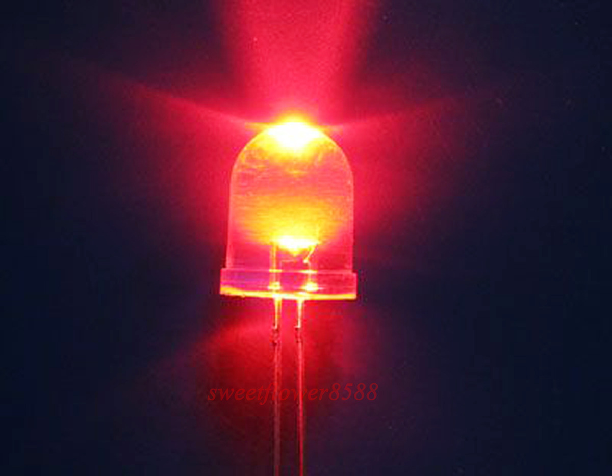 100pcs 10mm 10000mcd LED Lamp Ultra Bright Red Light DIY New Free ...