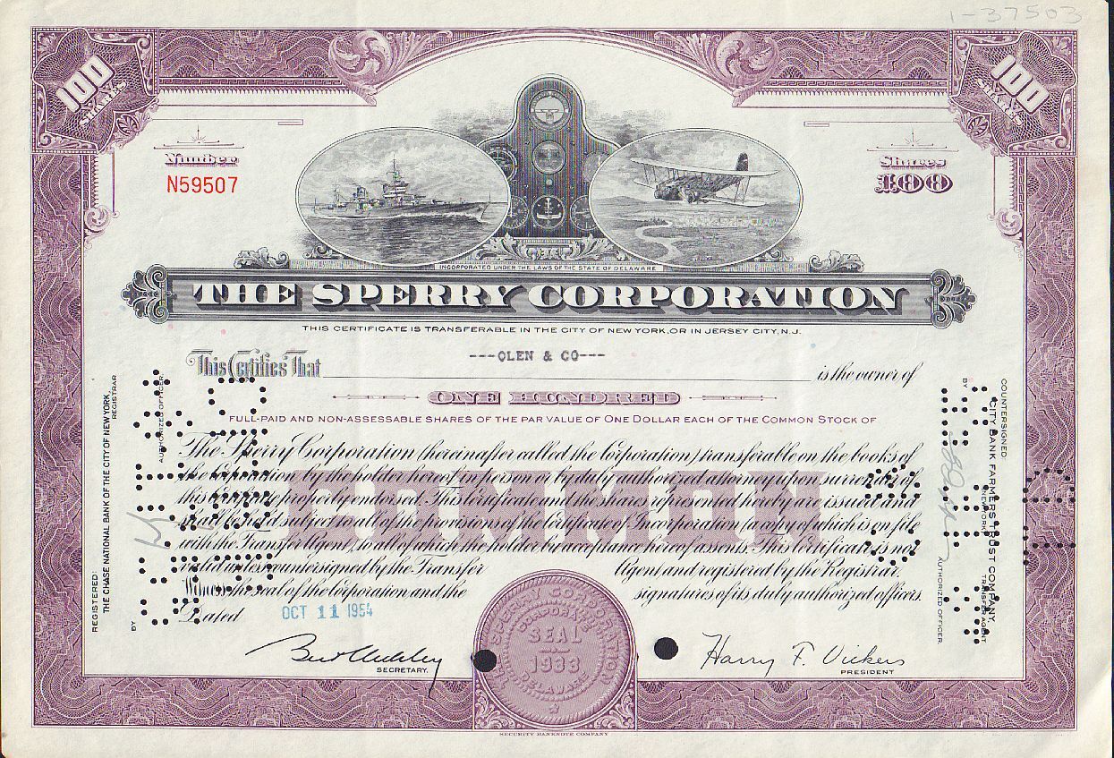 The Sperry Corporation ( Vign: Cockpit Biplane Battleship ) NY (lateron ...