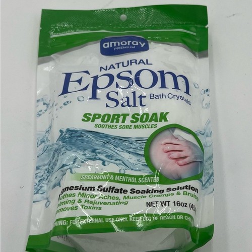 Amoray Premium Spearmint + Menthol Sport Soak Natural Epsom Salt 1and ...